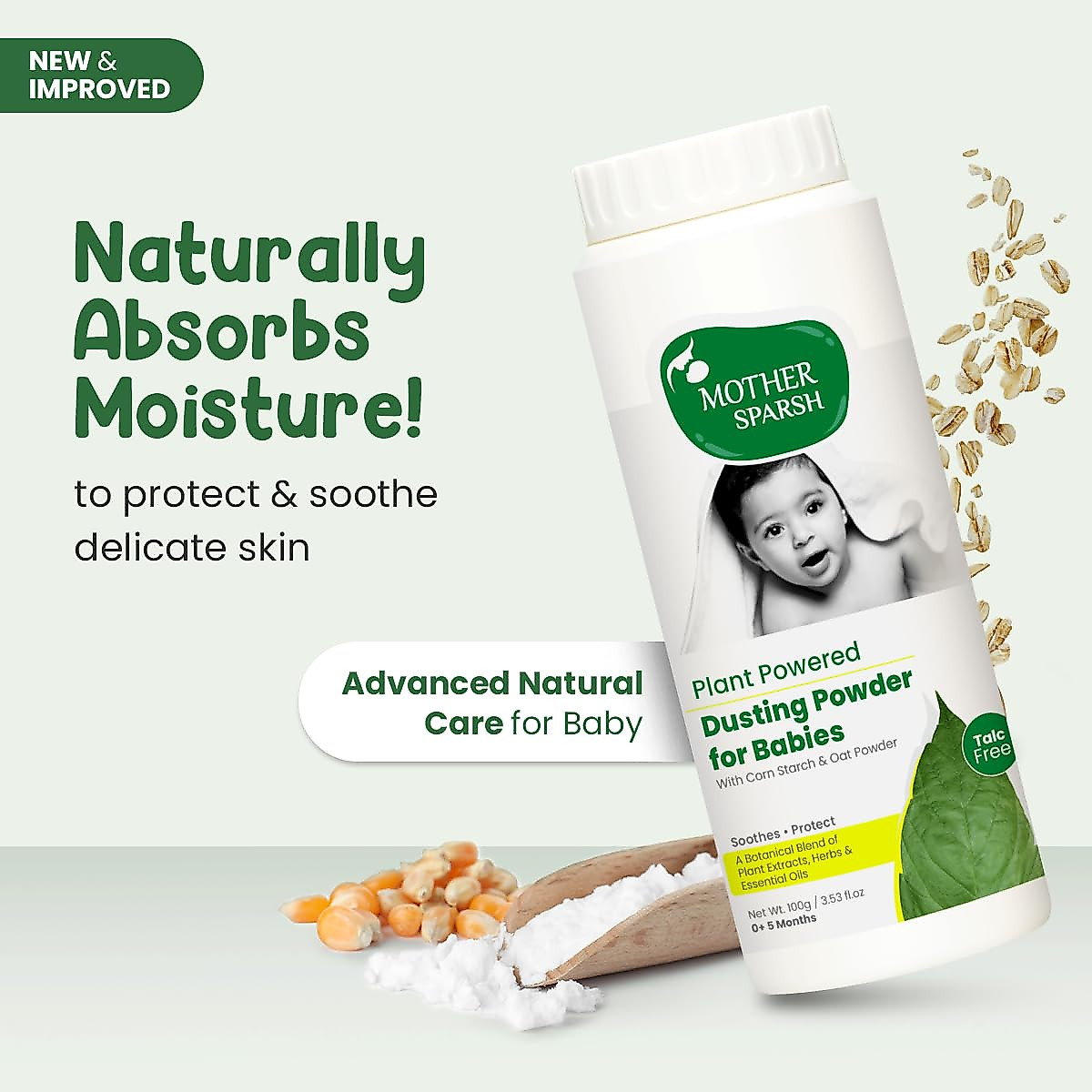 Mother Sparsh Talc-Free Natural Dusting Powder for Babies, 100 g (Pack of 2)