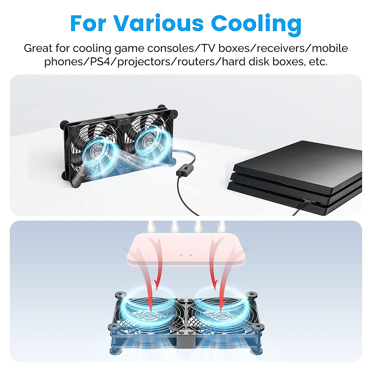 ELUTENG Dual USB Computer Cooling Fan High Speed 120mm Computer Fan Adjustable 5V USB Port Heatsink USB Cooling Fan 12cm for Laptop Receiver DVR PlayStation Xbox Desk Computer Cabinet Cooling