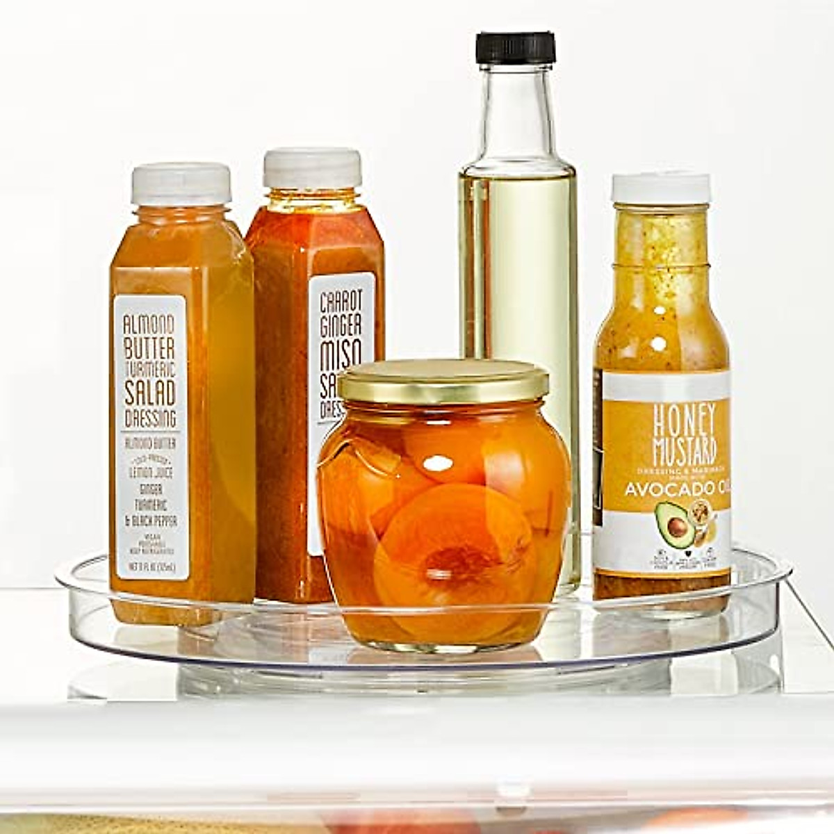 mDesign Lazy Susan Turntable Plastic Spinner for Kitchen/Bathroom, Pantry, Fridge, Cupboards, or Counter Organizing, Fully Rotating Organizer for Food, 11.5" Round - Lumiere Collection - 2 Pack, Clear