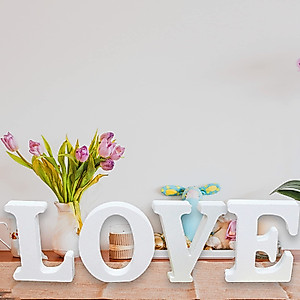 AOCEAN 6 Inch White Wood Letters - Unfinished Wood Letters for Wall Christmas Decor Standing Letters Slices Sign Board Decoration for Xmas Home Party Projects (K)