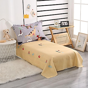 Wowelife Dinosaur Toddler Bedding Sets for Boys Grey Toddler Bed Sheets Sets Kids Toddler Comforter Set Soft Breathable with Quilted Comforter, Flat Sheet, Fitted Sheet and Pillowcase