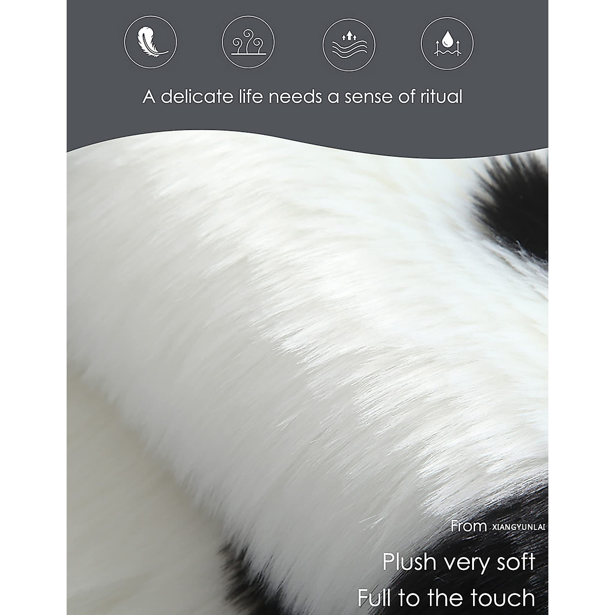 XIANGYUNLAI Panda Mat, 2x3ft Panda Rug, Shag Area Rug Soft Fluffy Faux Fur Rugs Funny Animal Shape for Home Floor Sofa Mat Living Room Kids Bedroom