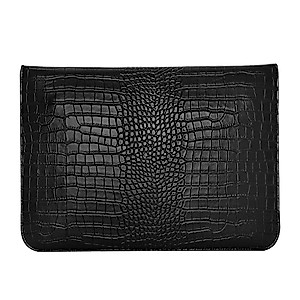 MOSISO Laptop Sleeve Compatible with MacBook Air/Pro,13-13.3 inch Notebook,Compatible with MacBook Pro 14 2023 2022 2021 M2 A2779 A2442 M1, Crocodile Grain PU Leather Flap Style Case Bag, Black