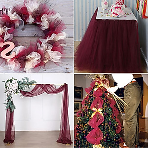 Burgundy Tulle Fabric Rolls 6 Inch by 200 Yards (600 feet) Fabric Spool Tulle Ribbon for DIY Burgundy Tutu Bow Baby Shower Birthday Party Wedding Decorations Craft Supplies