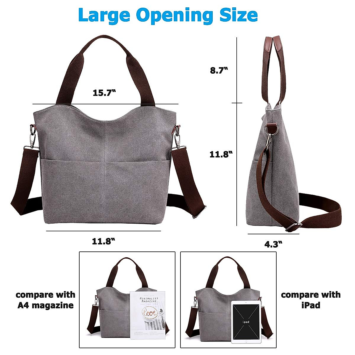 DOURR Hobo Handbags, Canvas Crossbody Bags for women Fashion Crossover Purse Cotton Shoulder Bag (Purple Coffee-01)