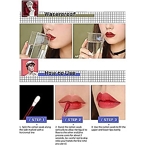 PASNOWFU 20 Pcs/Set of Tattoo Lipstick, Cotton Swab Lipstick, Tattoo Lip Stain Tattoo Lipstick Cotton Swab, Durable Waterproof Liquid Non-Stick Lipstick, Easy to Carry（Color : Strawberry）