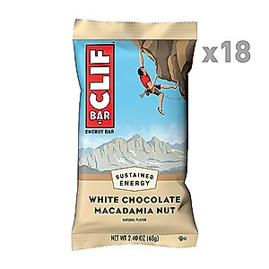 Clif Bar - White Chocolate Macadamia Nut Flavor - Made with Organic Oats - 9g Protein - Non-GMO - Plant Based - Energy Bars - 2.4 oz. (18 Pack)
