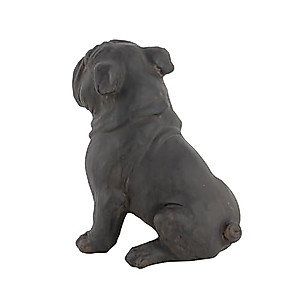 Deco 79 Polystone Bulldog Decorative Sculpture Distressed Sitting Home Decor Statue, Accent Figurine 10" x 7" x 11", Brown