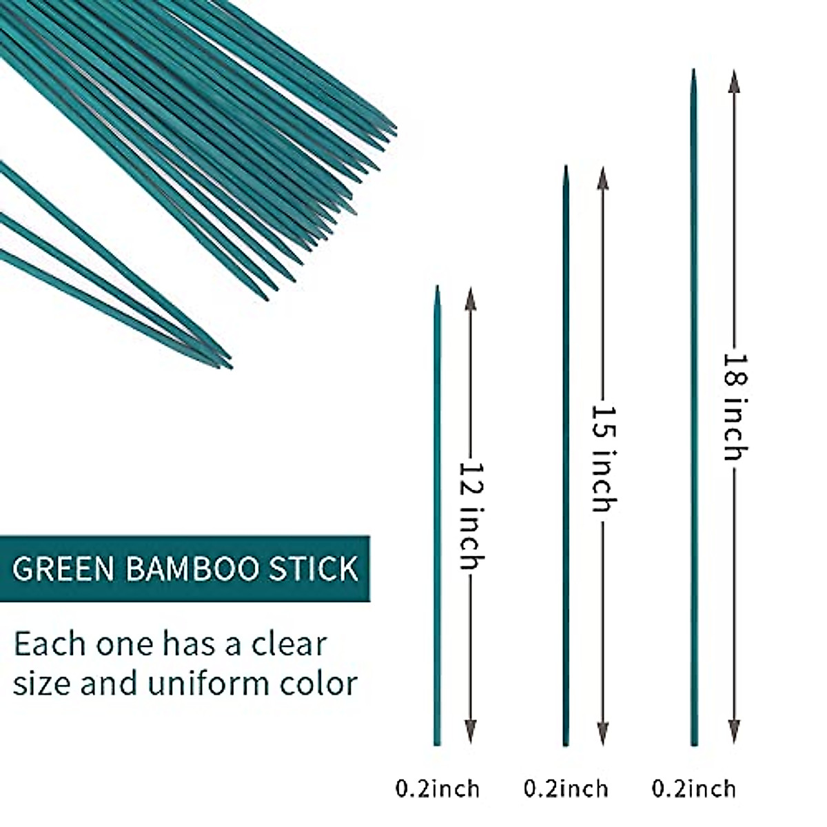 POLIUMB Green Plant Stakes Garden Wood Plant Support Stakes, Sturdy Wooden Floral Bamboo Sticks, Garden Sticks Sign Posting (18 inches-25 Pack)