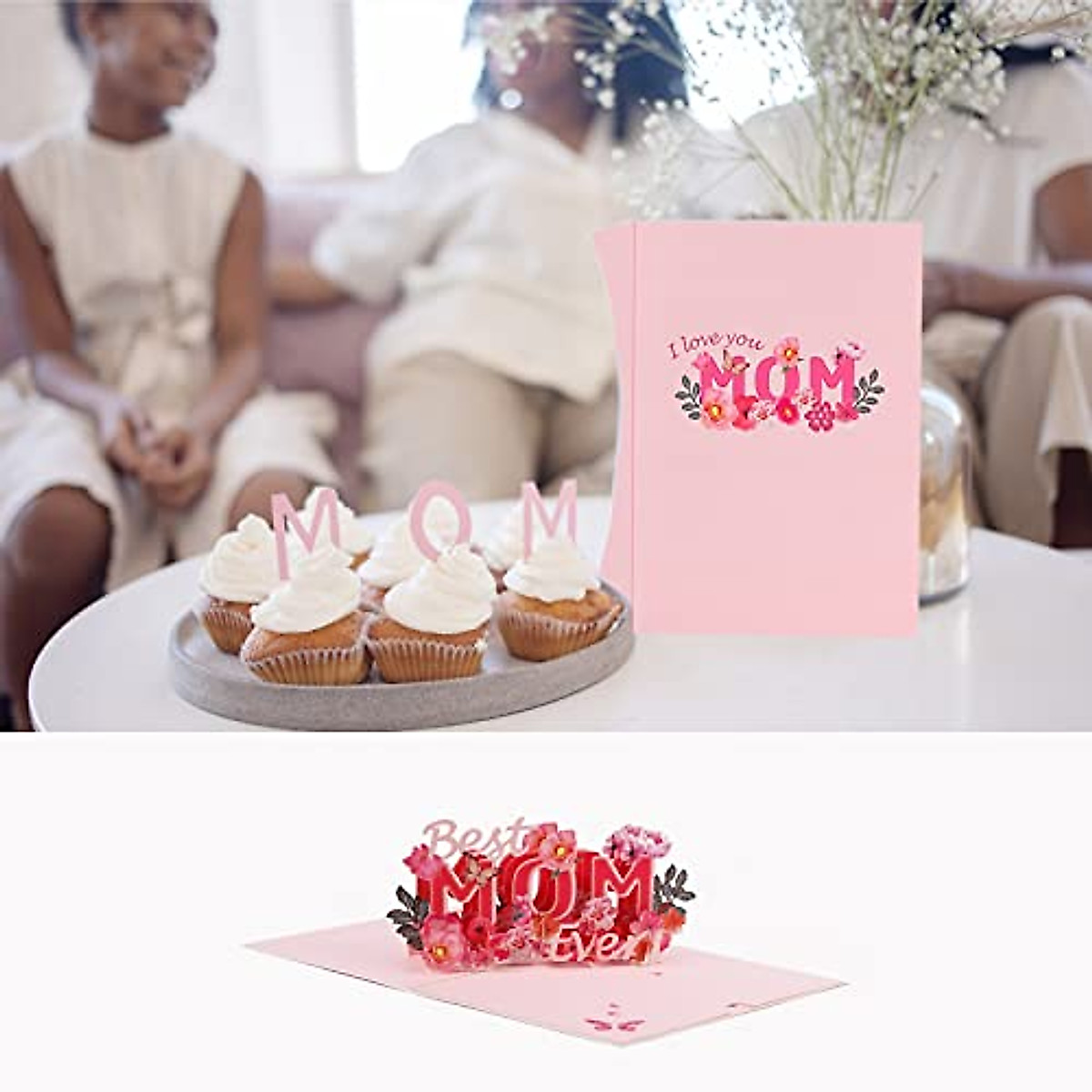 3D Pop Up Card for Mom 7.87''*5.9''Mothers Day Pop Up Card with Envelope and Blank Note Tag,Best Mom Ever,Pop Up Cards All Occasion for Birthday Mothers Day Thank You Cards,Anniversary,Get Well