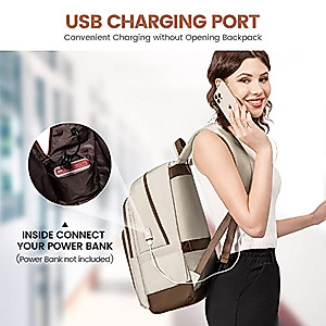 LOVEVOOK Large Travel Laptop Backpack Women,17.3 Inch Water Resistant Travel Backpack,Work Computer Back Pack for Business Daypack,Khaki