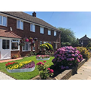 Aozora 2 Pcs Metal Raised Garden Bed,7-ft Planter Raised Beds Garden,Galvanized Raised Garden Beds for Vegetables Flower Herb (Silver)