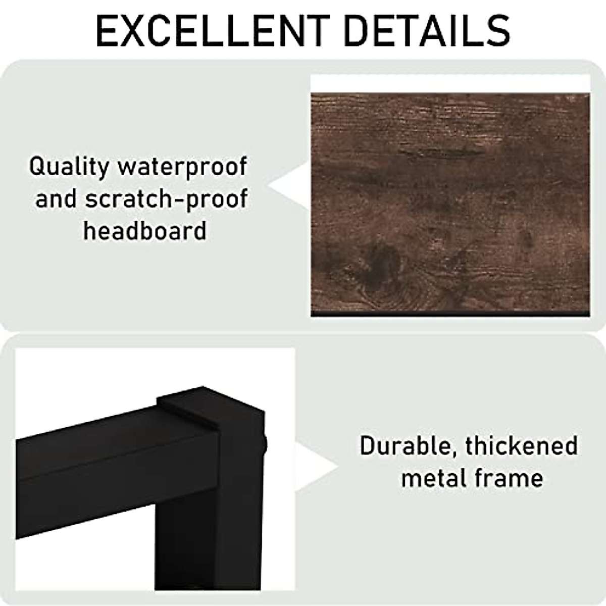 TXIYEAN Headboard Only Sturdy Wood Headboard with Metal Slat Rustic Headboard Easy Assembly, Twin, Twin XL/Queen/King (Queen)