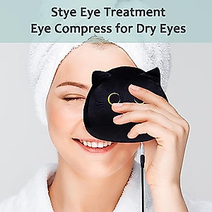 CRIMMY Heating Pad for Period Menstrual Cramps Pain Relife, Cute Small Portable Heat Pads for Travel, Mini Stuffed Animal USB Electric Hot Pack for Back Neck Eyes Hands (Black cat)