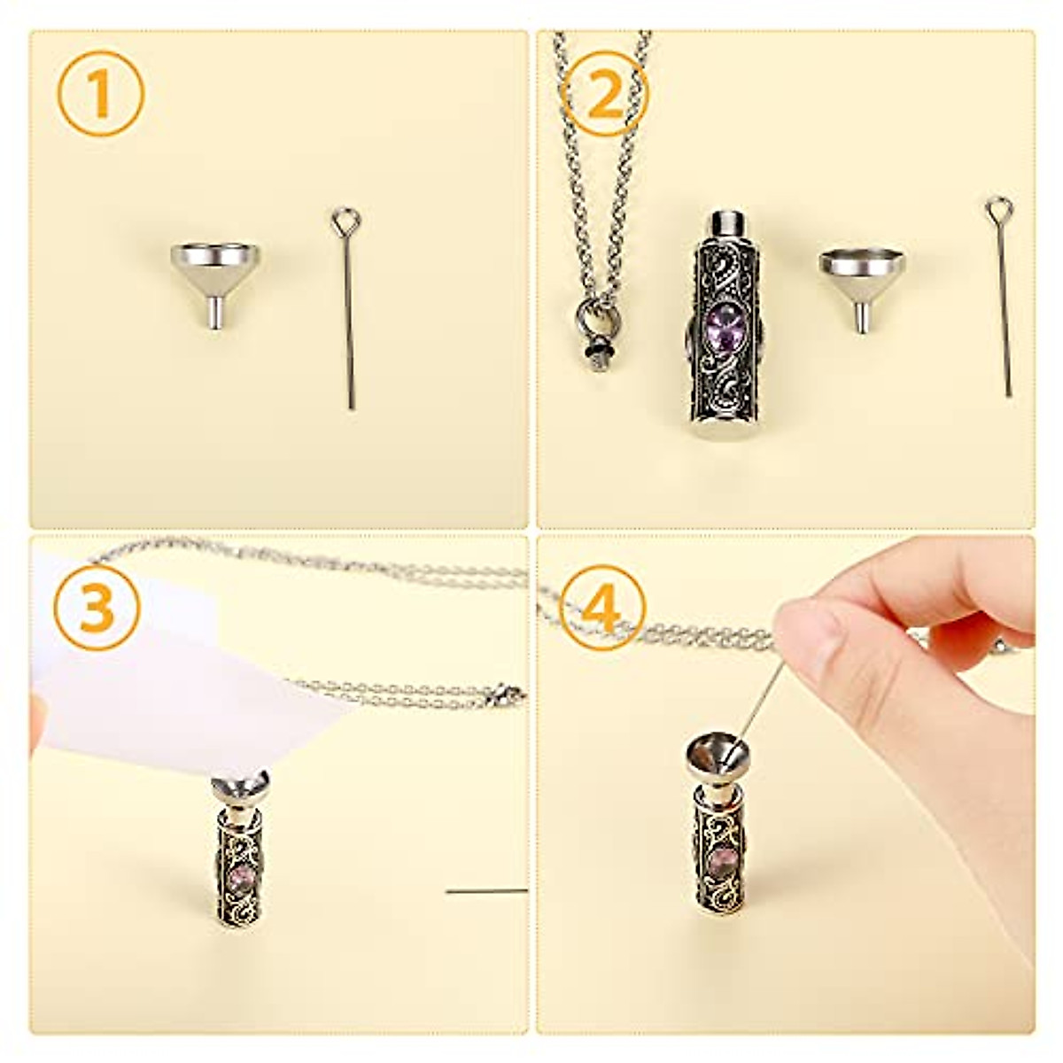 2 Pieces Crystal Cremation Urn Necklace for Ashes Cremation Urn Pendant Cremation Jewelry with Storage Bags for Human Stainless Steel Memorial Keepsake Pendant Charm Ashes Jewelry (Purple, Blue)