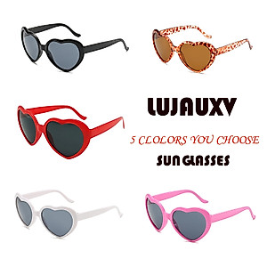 LUJAUXV Heart Shaped Sunglasses for Women,Trendy Cute Heart Glasses Retro Taylor Sun Glasses Cupid UV400