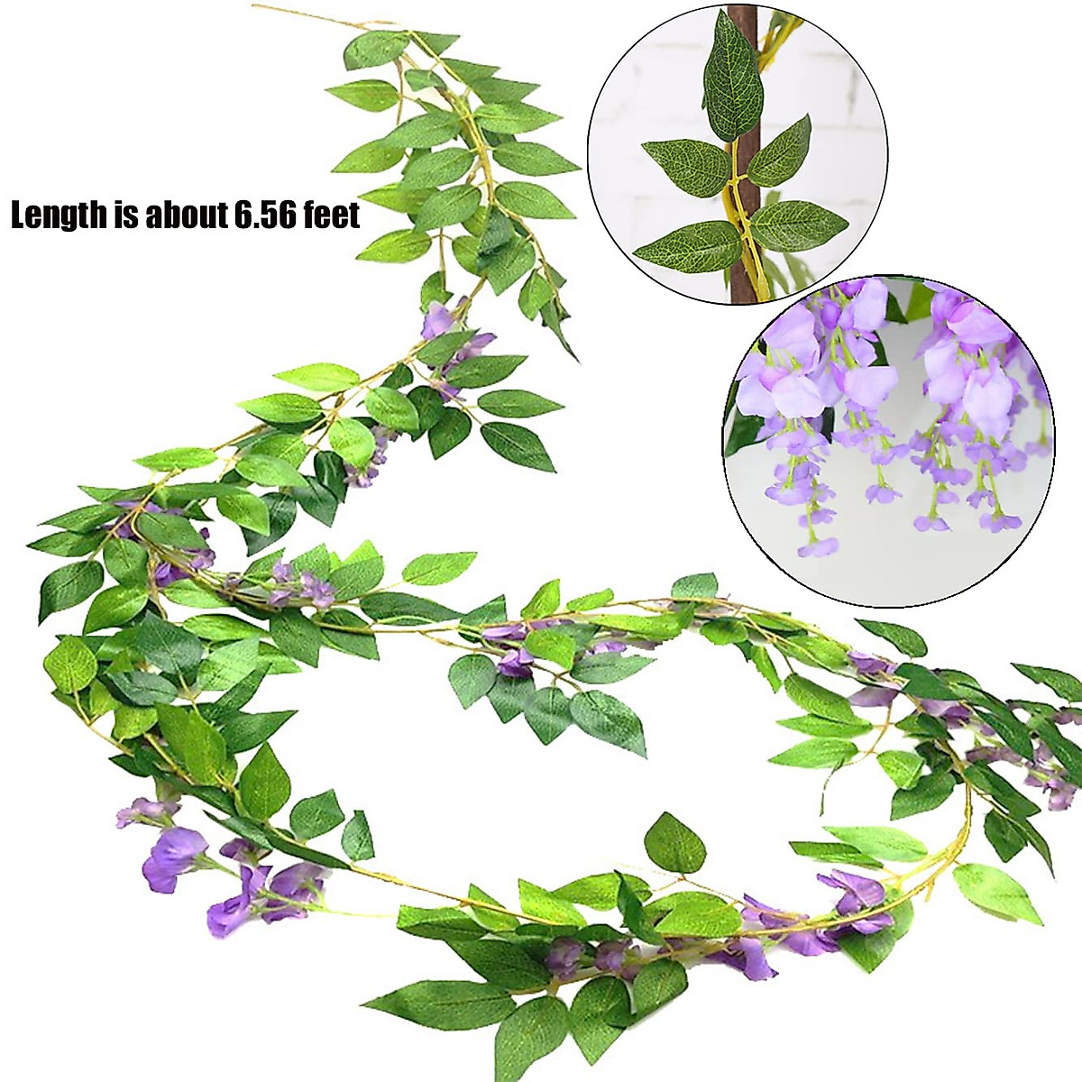 SzJias 5 Pcs Artificial Wisteria Garland Total 32.8Ft Wisteria Vine Rattan Fake Wisteria Vine Flower Garland for Wedding Garden Outdoor Decor (Light Green)