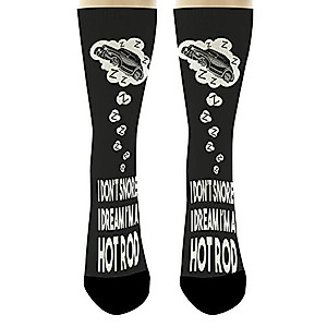 ThisWear Hot Rod Lover Gifts I Don't Snore I Dream I'm a Hot Rod Novelty Gifts 1-Pair Novelty Crew Socks