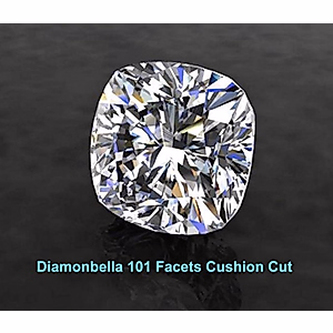 101 Facets 2 Carats Realistic Princess Cushion Cut NSCD Simulated Diamond Solitaire Split Shank Ring 925 Silver Platinum Plated RSPLIT90