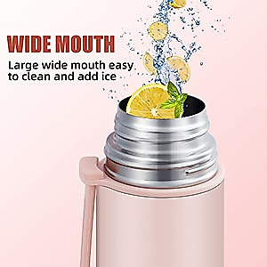 Thermos with Cup Stainless Steel Coffee Thermos - SUPKIT Vacuum Insulated Cup Keep Hot & Cold for Hours, Perfect for Biking, Camping, Office, Car or Outdoor Travel (17oz, Pink)