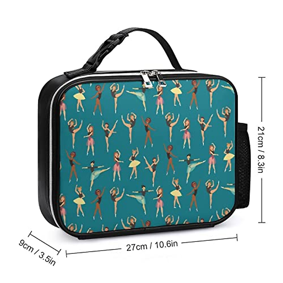 Dancing Ballerinas Printed Lunch Box Insulated Leakproof Cooler Tote Bag Reusable for Travel Work Picnic