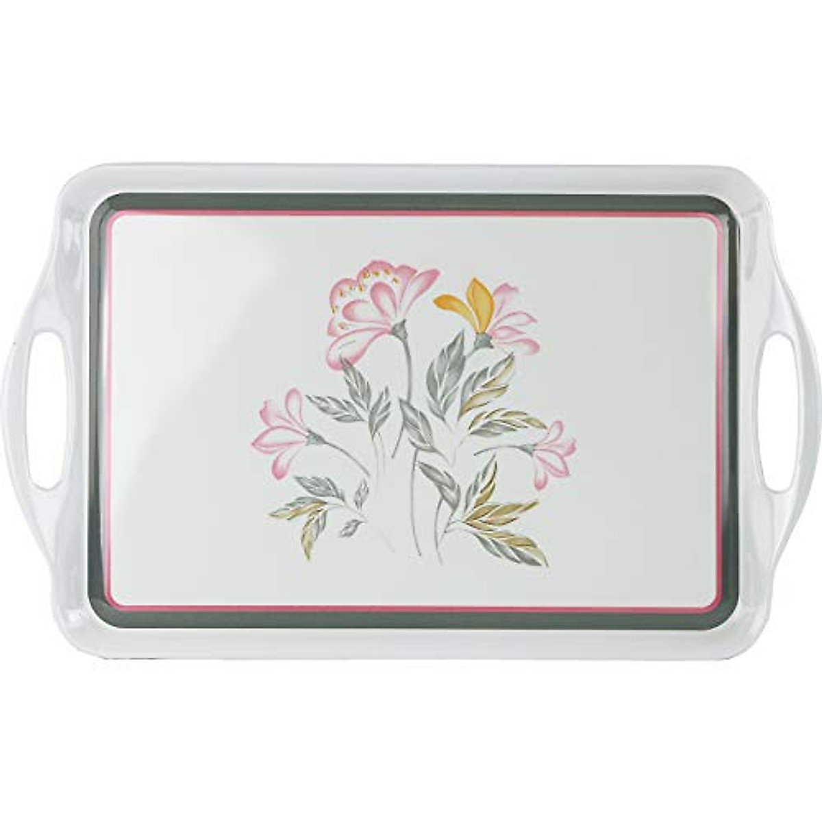 Reston Lloyd Melamine Serving/Ottoman, Rectangular Tray, Pink Trio