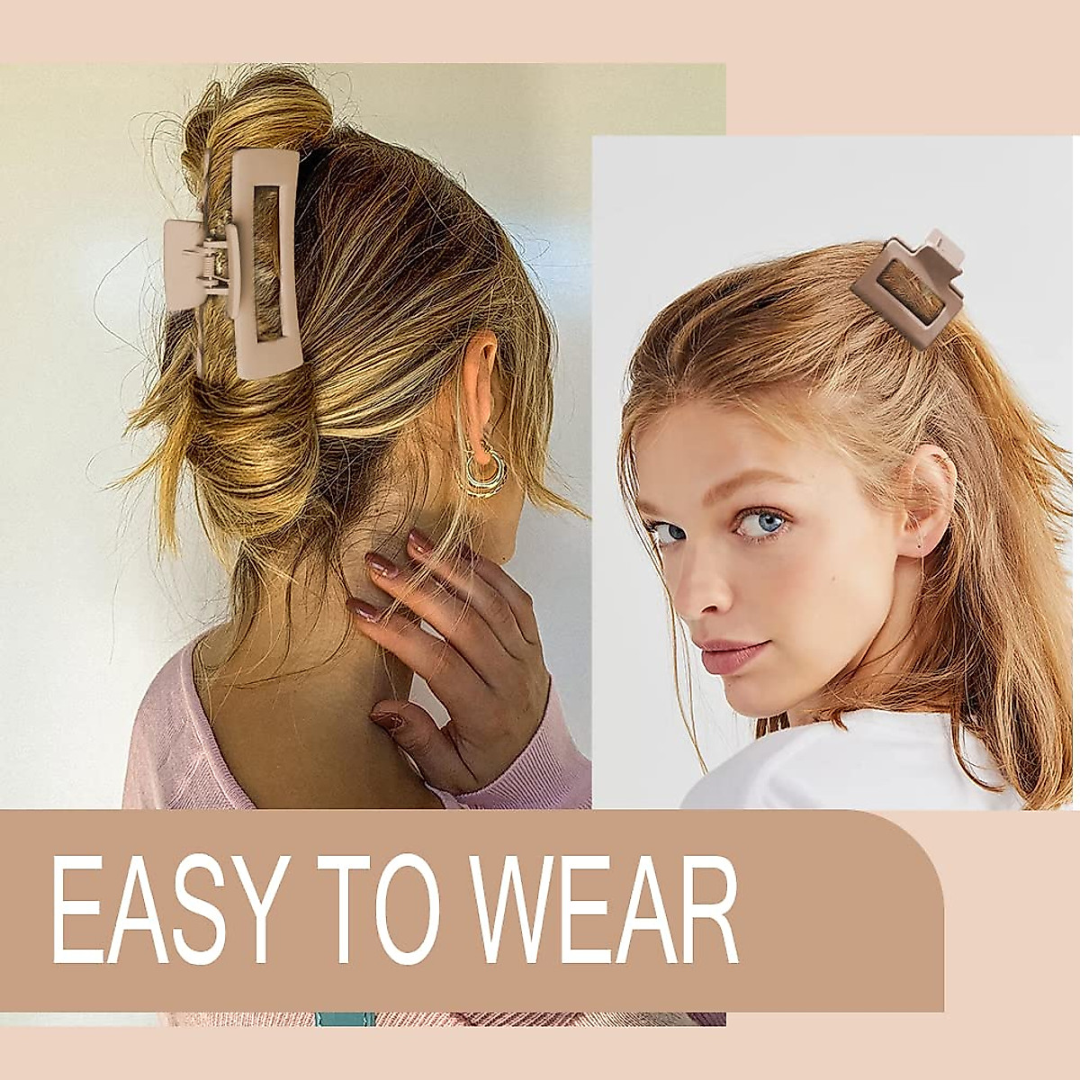 Bmobuo Large Claw Clips 8Pcs & Small Clips 2Pcs for Women, Hair Clips for Thick Hair, Neutral Matte, Non-slip Hair Accessories, Size Fits All, Plastic & Alloy for Ladies and Girls