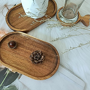 Ipetboom Sandwich Bread Pan 2pcs Wooden Decorative Tray Retro Style Food Dinner Dish Tray Wood Breakfast Oval Tray Fruit Vegetable Plate Jewelry Storage Dish for Home Kitchen Bedroom Sushi Platter