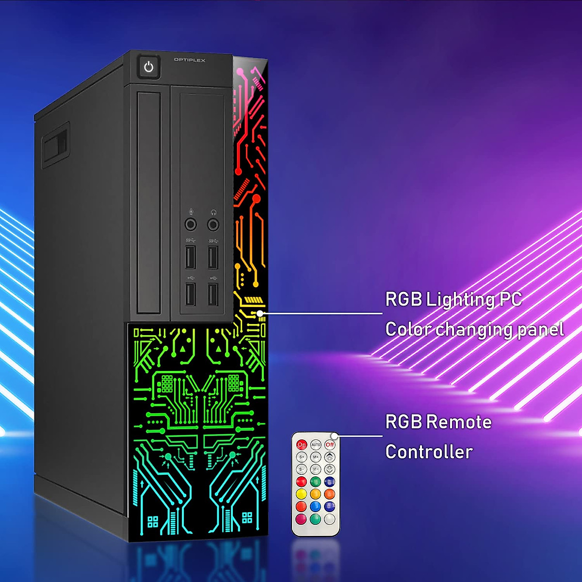 Dell OptiPlex Desktop Customized RGB Lights Computer, Intel i5 Quad-Core Processor 3.20GHz, 8GB RAM, 256GB SSD, DisplayPort, Wi-Fi, Windows 10 - (Renewed)