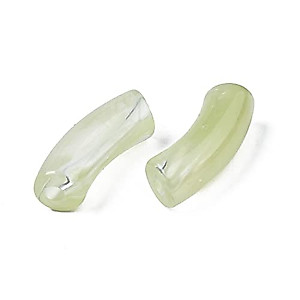 Spritewelry 148pcs/500g Acrylic Beads Imitation Gemstone Curved Tube Twist Long Spacer Beads Glass Loose Beads 36x13.5x11.5mm, Hole: 4mm for Jewelry Making (Yellow Green)