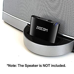 ZIOCOM 30 Pin Bluetooth Adapter Receiver for Bose iPod iPhone SoundDock and Other 30 pin Dock Speakers with 3.5mm Aux Cable(Not for Car and Motorcycles), Black
