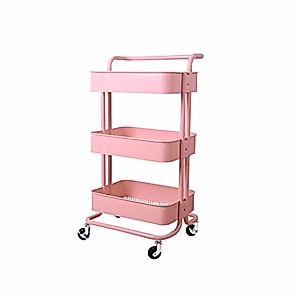 N/A 3 Tier Storage Rack with 4 Wheels Home Kitchen Rack Living Room Bedroom Item Storage Rack (Color : A, Size : 85cm*45cm)