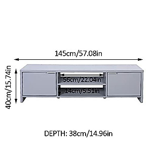 Madesa TV Stand with Cabinet Storage and Open Shelves for 55, 65 Inch Media Storage Gaming Media Console Living Room Entertainment Center Modern Wooden Television Cabinet - Grey