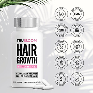 St. Tropica Tru Bloom Hair Growth Vitamins - 2 Month Supply. Clinically Proven for Fuller, Thicker Hair. Natural & Drug-Free. Ultimate Hair Vitamins for Proven Results