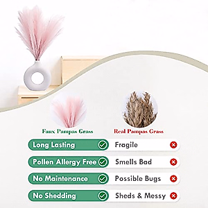 6 PCS Faux Pampas Grass 17"/44cm Artificial Fluffy Pompas Grass Fake Pampas Grass 7 Branches for Wedding Party Bedroom Boho Home Decor (034 Light Pink)