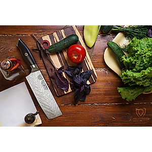 Dalstrong Nakiri Knife - 7 inch - Omega Series - BD1N-V Hyper Steel Kitchen Knife - G10 Woven Fiberglass Handle - Razor Sharp Knife - Professional Vegetable Cooking Knife - Leather Sheath Included