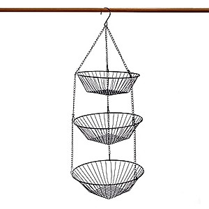 3-Tier Kitchen Wire Storage Basket Hanging Basket Fruit Storage