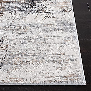 SAFAVIEH Amelia Collection 5'5" x 7'7" Ivory/Grey ALA448A Modern Abstract Non-Shedding Living Room Bedroom Dining Home Office Area Rug