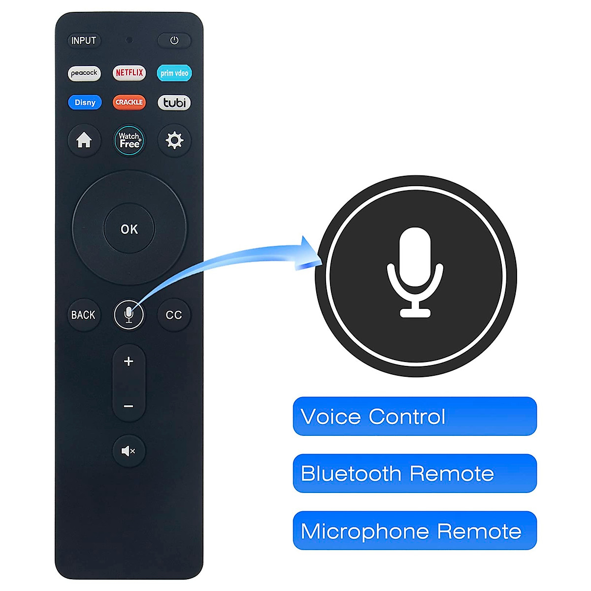 XRT260 Replace Smart Voice Remote Control fit for Vizio TV V505-J01 M50Q7-J01 V555-J01 M55Q7-J01 M65Q7-J01 P65Q9-J01 M75Q6-J03 with 6 Shortcut App Key Button
