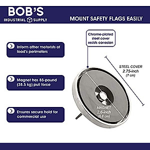 BISupply Magnetic Flag Mounts - 2.75in Heavy Duty Magnet Mounts for Truck Cargo Flag Oversize Flag Magnet Set, 4Pk