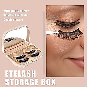 YiQiYi Cosmetic Case Empty Eyelashes Storage Case with Makeup Mirror Holder Box Fake Eyelash Packing Travel Storage Case Eyelashes Bag(Gold)