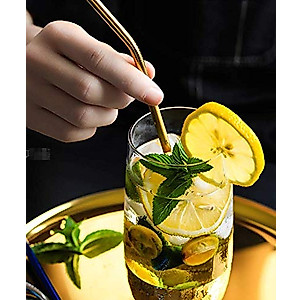 Reusable Metal Straws 50Pack.Ultra Long 10.5”Gold Color Stainless Steel Drinking Straws in Bulk For Wholesale.265x6mm Straight Curved Straws for 20/30oz Tumblers Yeti (50pcs all bent Gold-10.5")