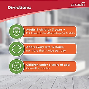 LEADER Sterile Eye Drops for Eye Allergy & Itch Relief, Ketotifen Antihistamine Solution 0.035%, Works in Minutes, up to 12 Hours, Prescription Strength 0.34 oz