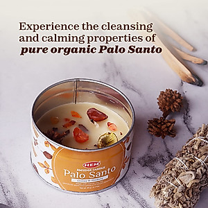 Palo Santo Candle with Crystals - 9.5 Oz Natural Soy Candles Scented | Soft Palo Santo Wood Aroma Protection Candles | Long Lasting 50 hrs Clean Burn, Aromatherapy Candle (Veladora de la Abundancia)