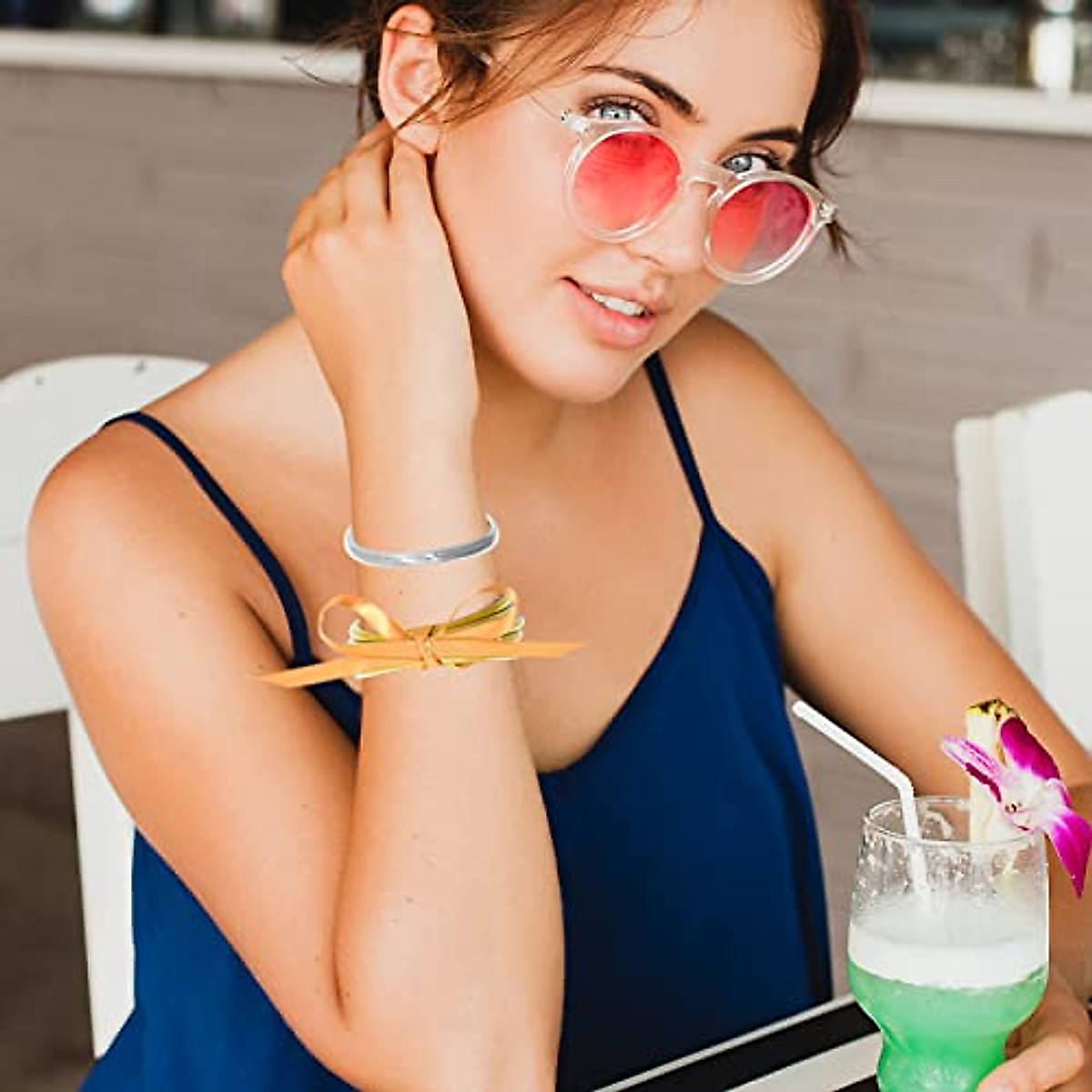 10 Pack Silver Elegant Soft Silicone Glitter Filled Jelly Bracelet Idea Gift for Ladies(5 Gold, 5 Silver)