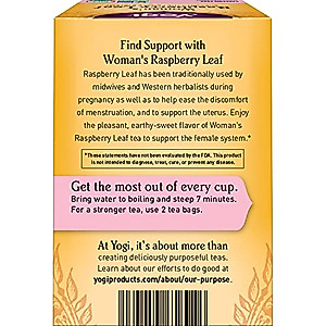 Yogi Tea Organic Raspberry Leaf Tea - 16 Tea Bags per Pack (4 Packs) - Caffeine-Free, Aids Discomfort of Menstruation - Made from Raspberry Leaves