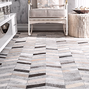 nuLOOM Cece Contemporary Cowhide Area Rug, 8x10, Silver