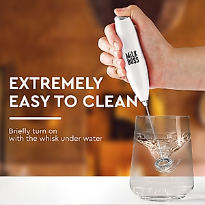 Milk Boss Matcha Whisk - Handheld Electric Stirrer - Matcha Frother Wand & Drink Mixer - Electric Whisk for Matcha Tea & Green Tea - Durable Stainless Steel Matcha Blender - White Powerful Frother