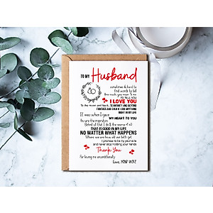 KrysDesigns To My Husband I Love You Card. Romantic Card For Husband. Wife To Husband Quote Card. Birthday Husband Card - Happy Birthday Husband Card 5 x 7 inches