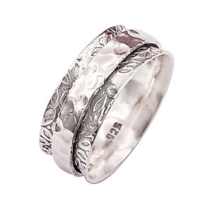 Silver Ring 925 Sterling Silver Spinner Maditation Band Beautiful Ring All Size Men Women Ring Gift Item Statement Handmade Jewelry Ring Goyal Jewels GESR37 (US-9)